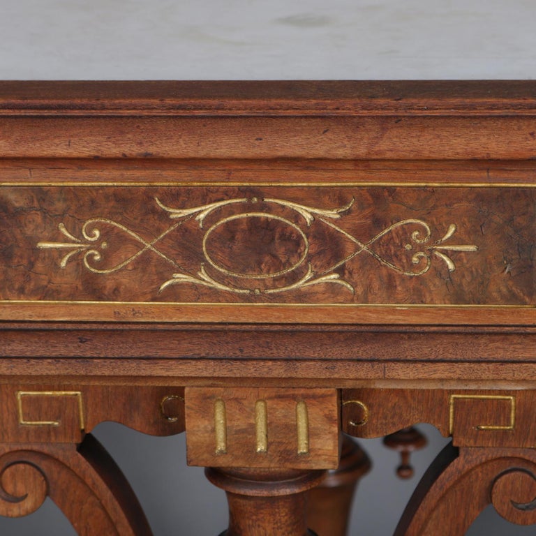 Antique Neo Greco Carved Walnut, Burl and Gilt Marble-Top Table, circa ...