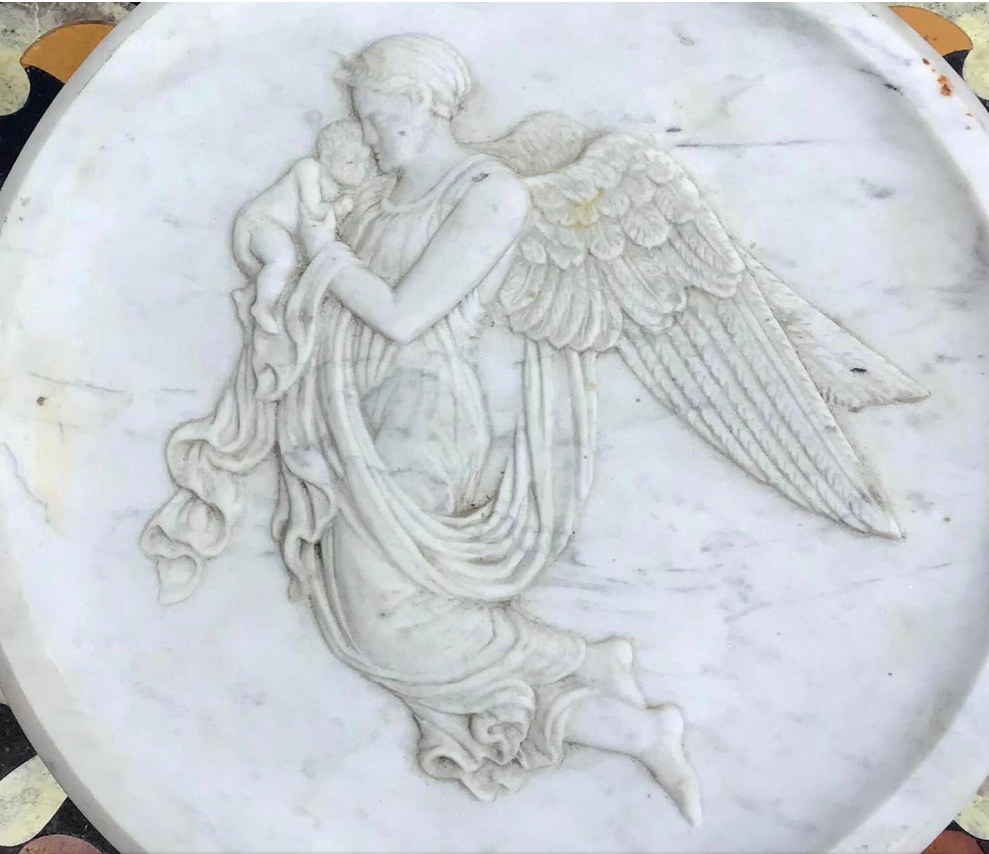 Antique Neoclassical Angel and Child Marble Rondel at 1stDibs