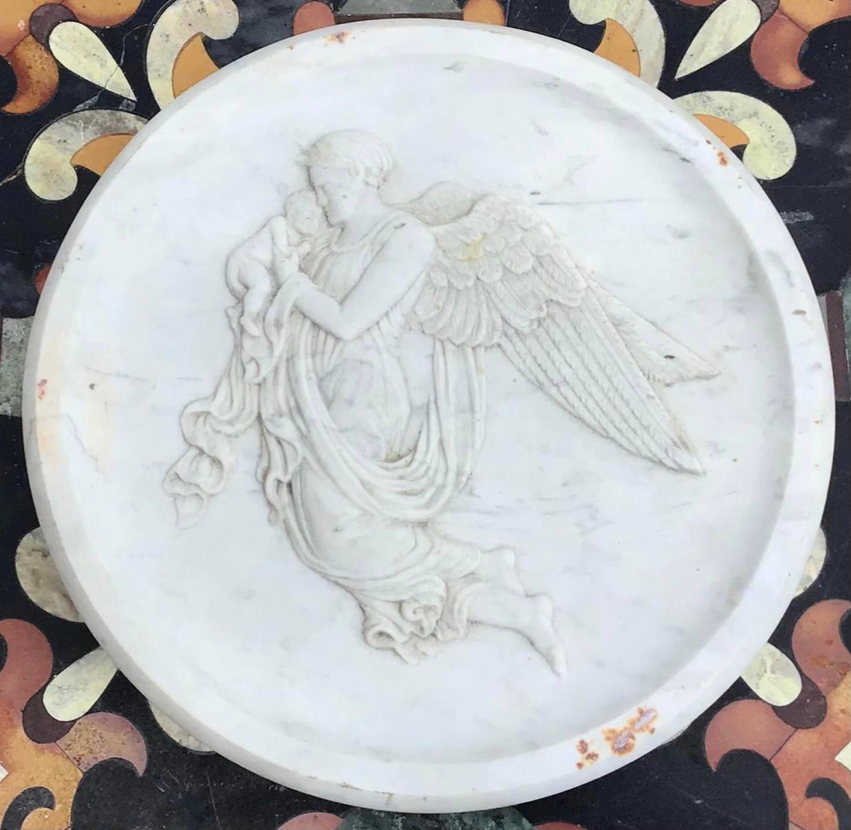 Antique Neoclassical Angel and Child Marble Rondel at 1stDibs
