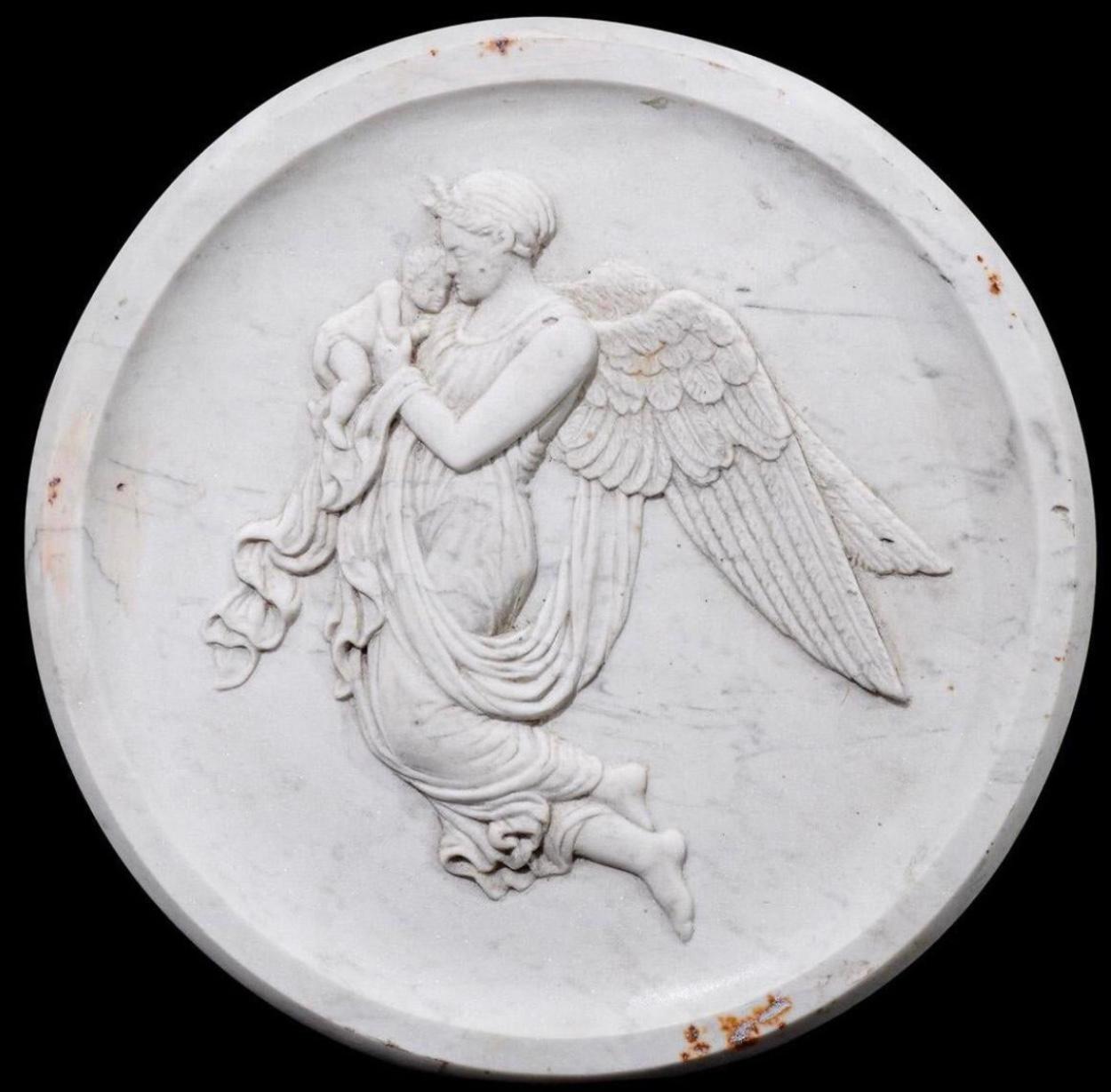 Antique Neoclassical Angel and Child Marble Rondel at 1stDibs