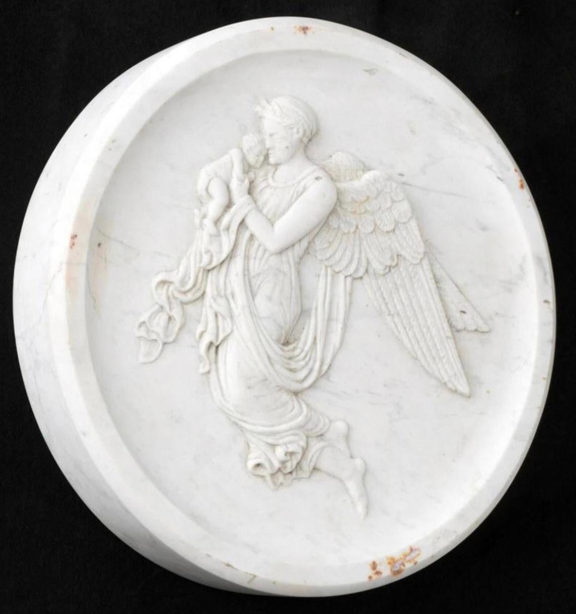 Antique Neoclassical Angel and Child Marble Rondel at 1stDibs