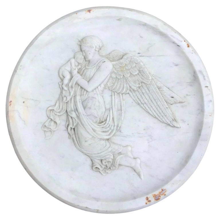 Antique Neoclassical Angel and Child Marble Rondel at 1stDibs
