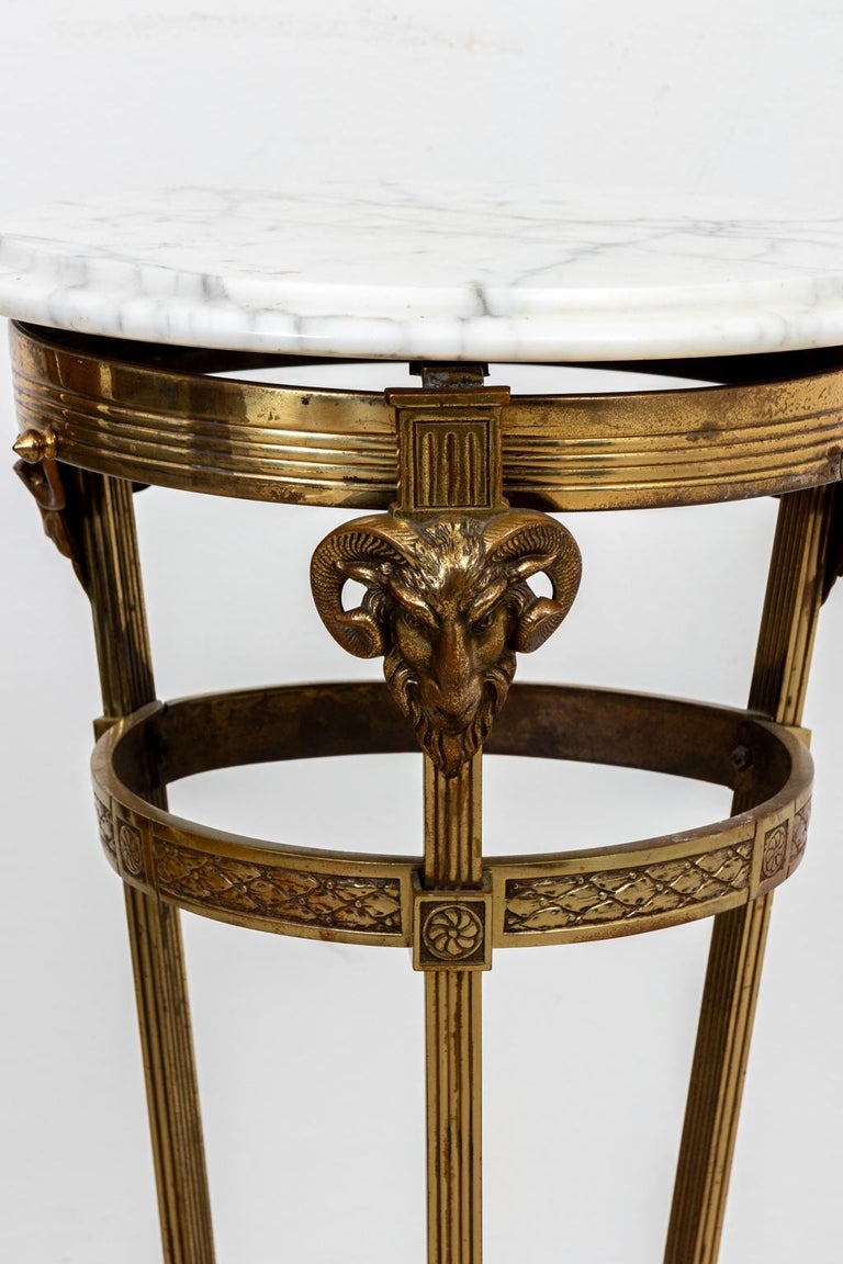 Antique Neoclassical Brass and Marble Rams Head Side Table For Sale at ...