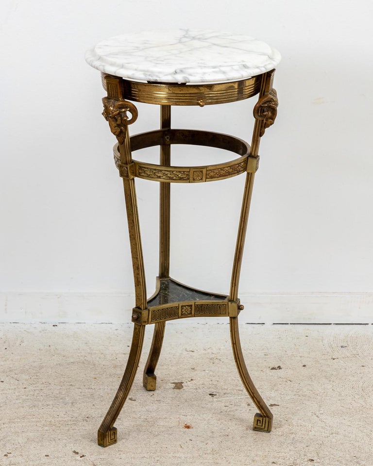 Antique Neoclassical Brass and Marble Rams Head Side Table For Sale at ...