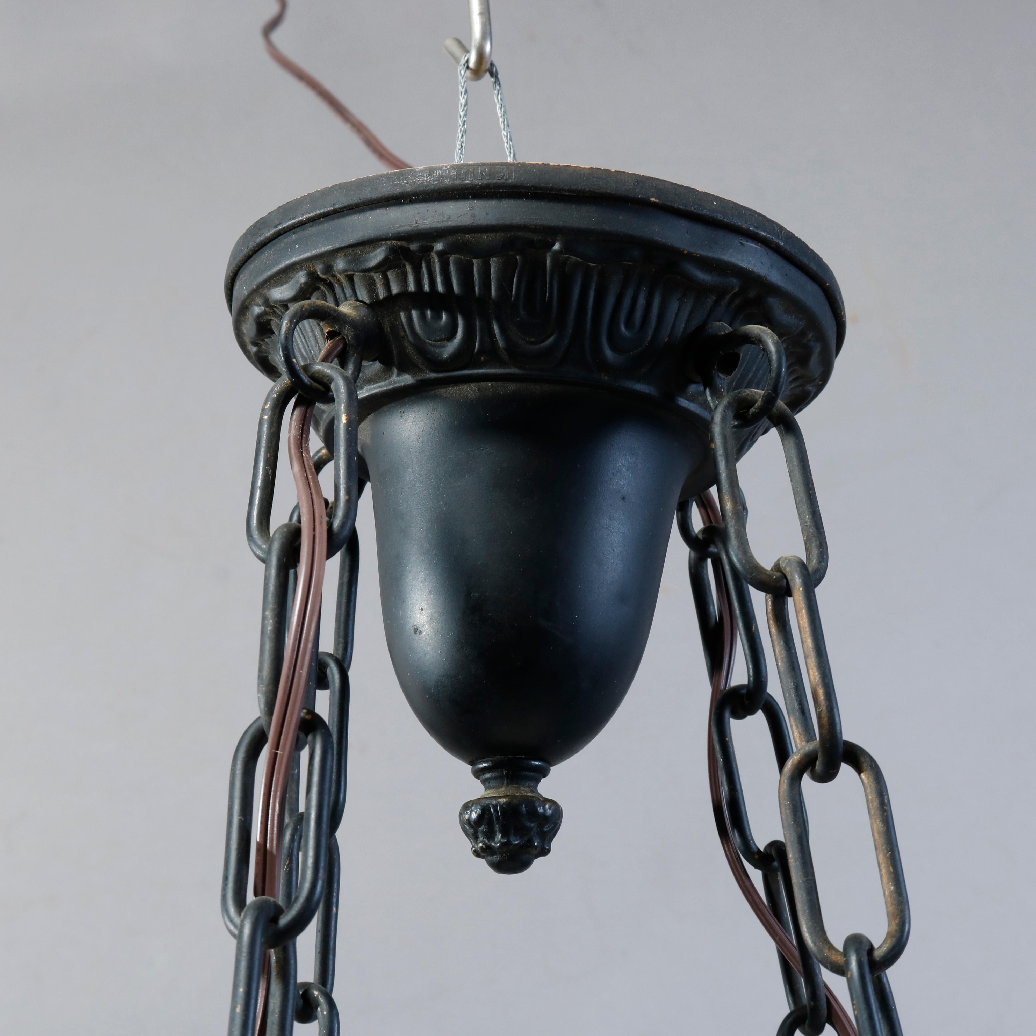 Antique Neoclassical Brass and Glass Embossed Hanging Dome Light, Circa ...