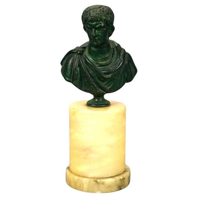 Antique Neoclassical Caesar Augustus Bronze Bust on Marble Plinth ...