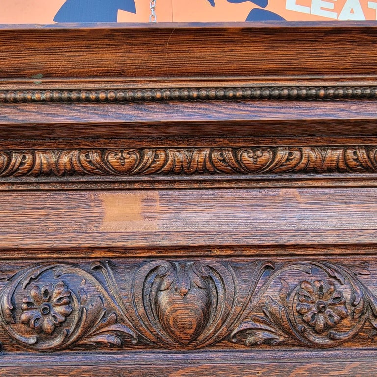 Antique Neoclassical Carved Figural Quarter-Sawn Fireplace Mantel ...