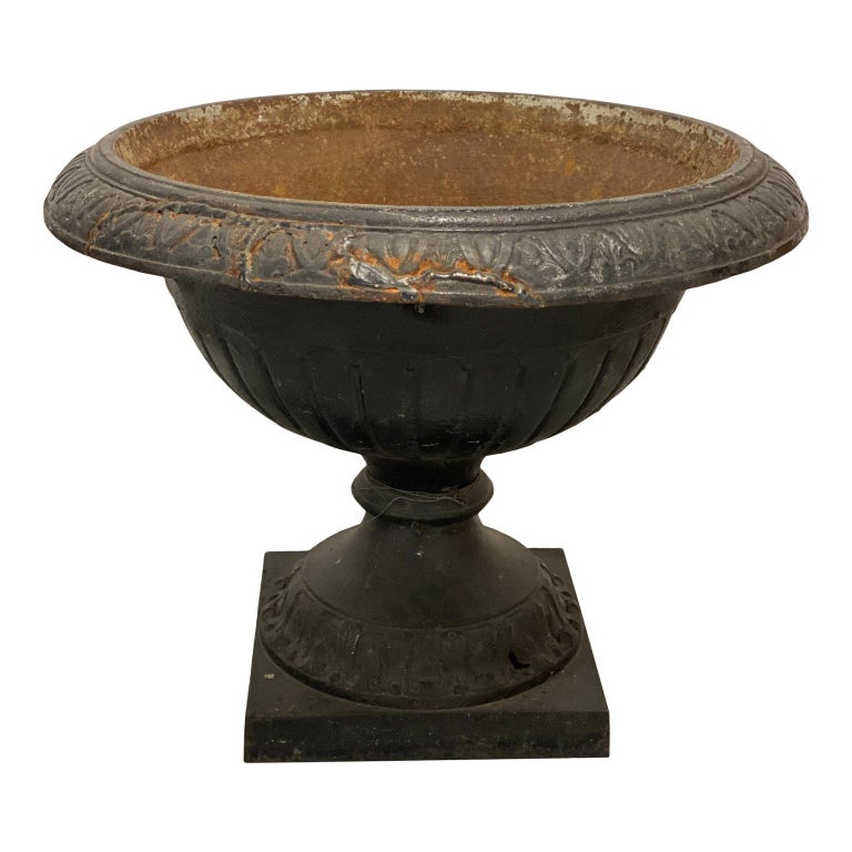 Antique Neoclassical Cast Iron Urn For Sale at 1stDibs