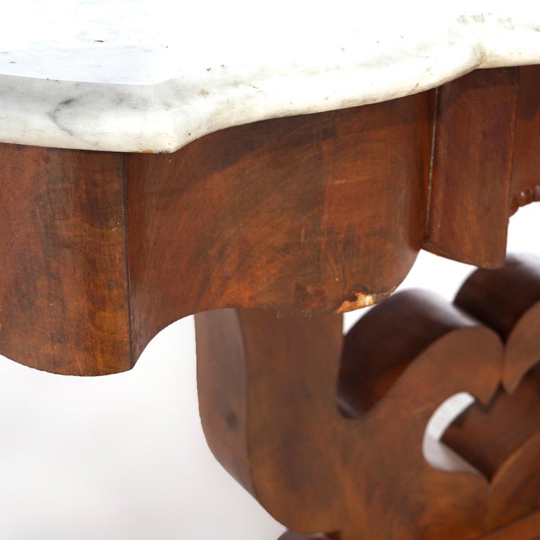 Antique Neoclassical Flame Mahogany and Marble Lyre Turtle Top Parlor ...