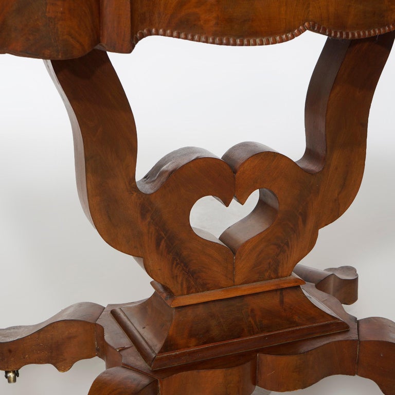 Antique Neoclassical Flame Mahogany and Marble Lyre Turtle Top Parlor ...