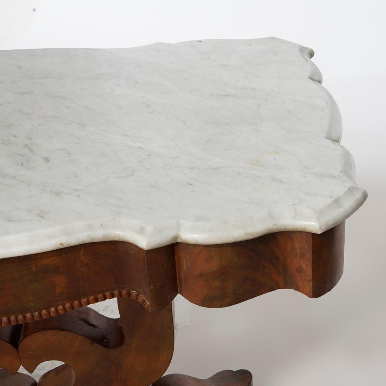 Antique Neoclassical Flame Mahogany and Marble Lyre Turtle Top Parlor ...