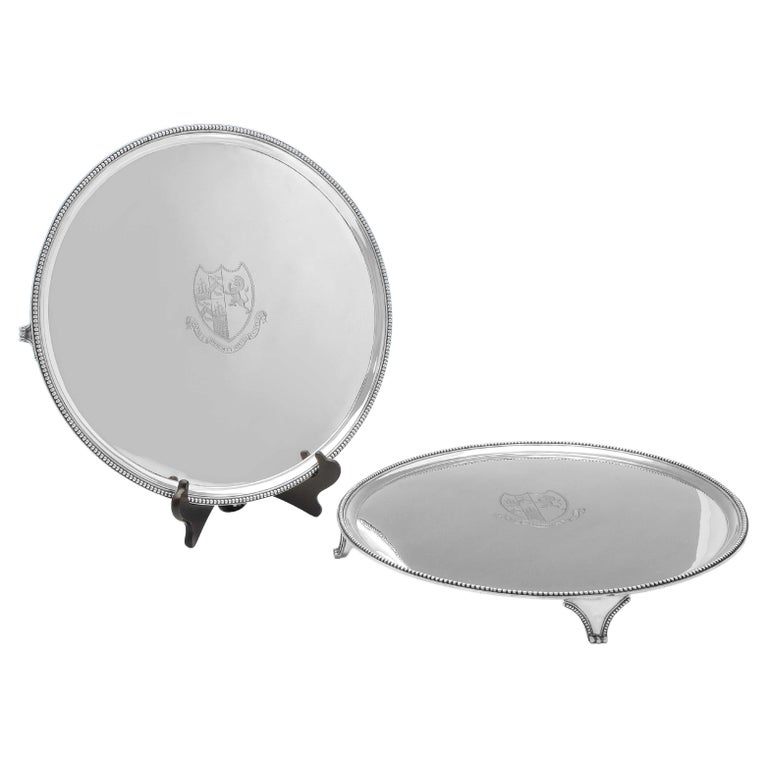 Antique Neoclassical pair of large Sterling Silver Salvers - London ...