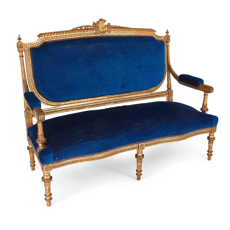 Antique Neoclassical Style Giltwood Three-Piece Furniture Suite at 1stDibs