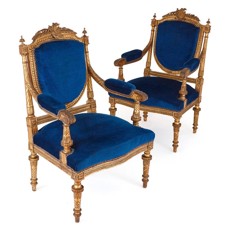 Antique Neoclassical Style Giltwood Three-Piece Furniture Suite at 1stDibs