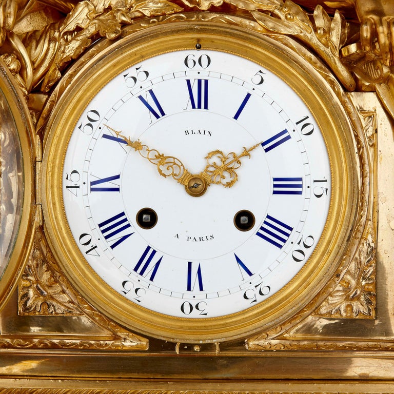 Antique Neoclassical Style Three-Piece Gilt Bronze Clock Set For Sale ...