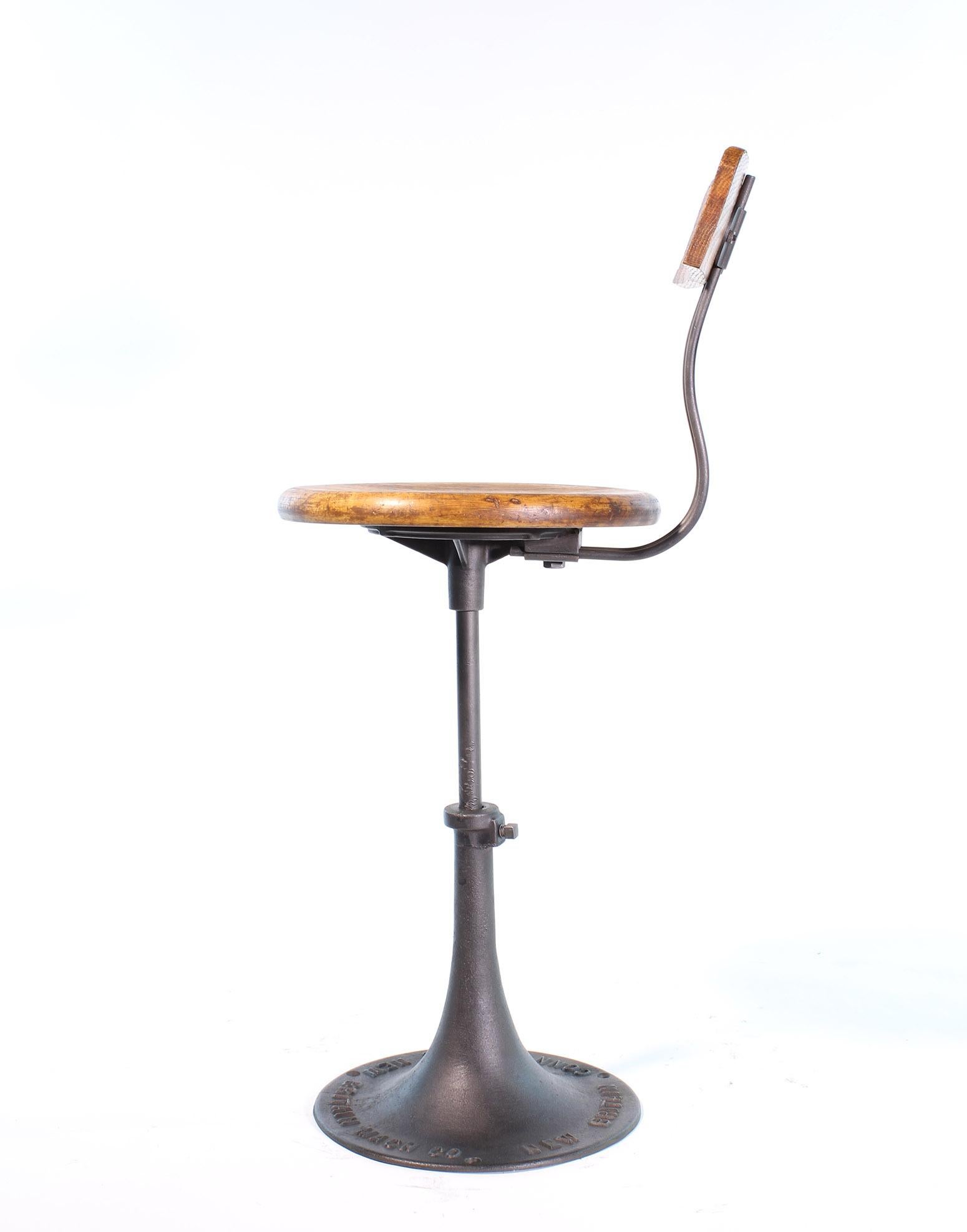 Antique New Britain Machine Co. Connecticut Factory Adjustable Stool ...