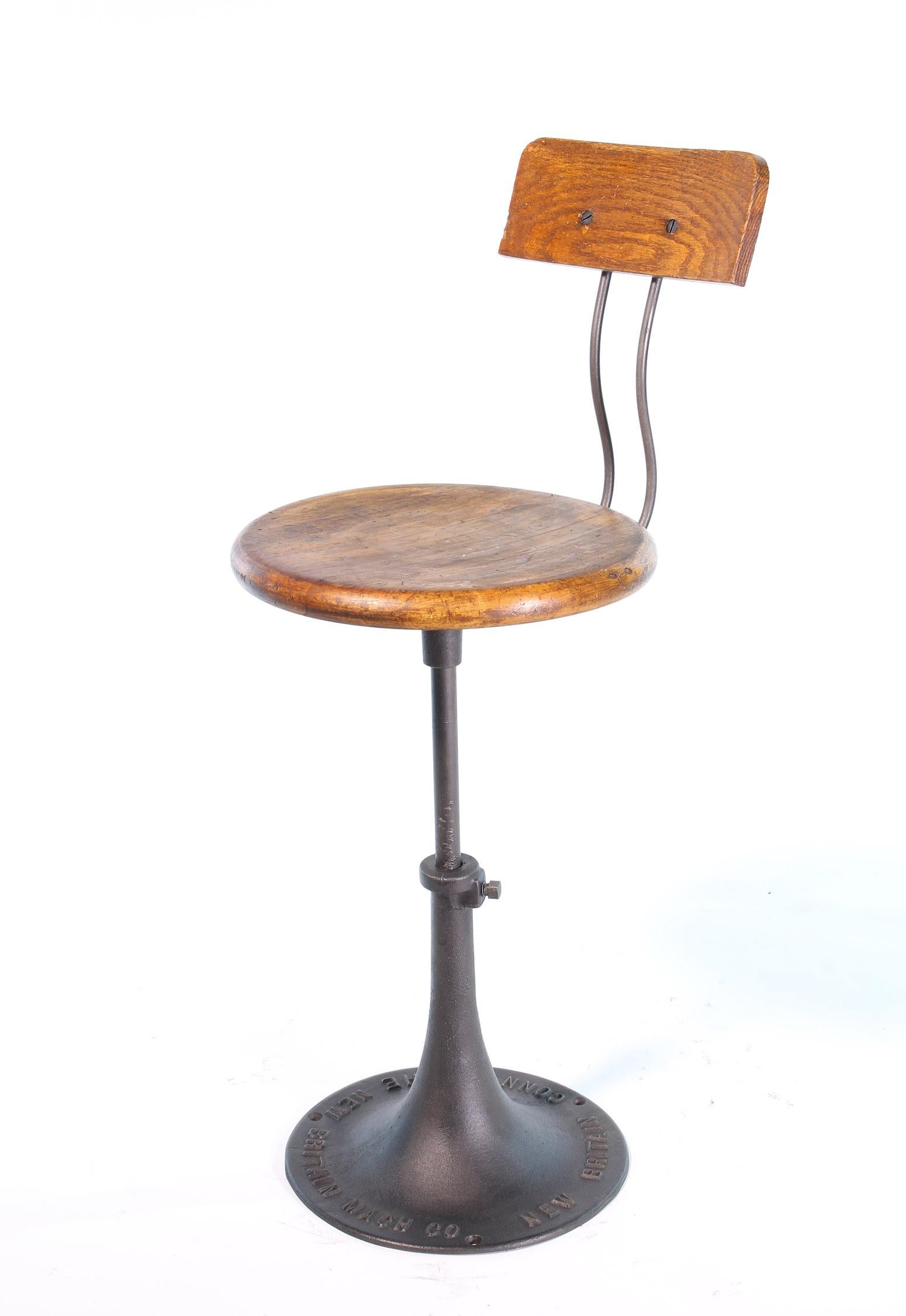 Antique New Britain Machine Co. Connecticut Factory Adjustable Stool ...