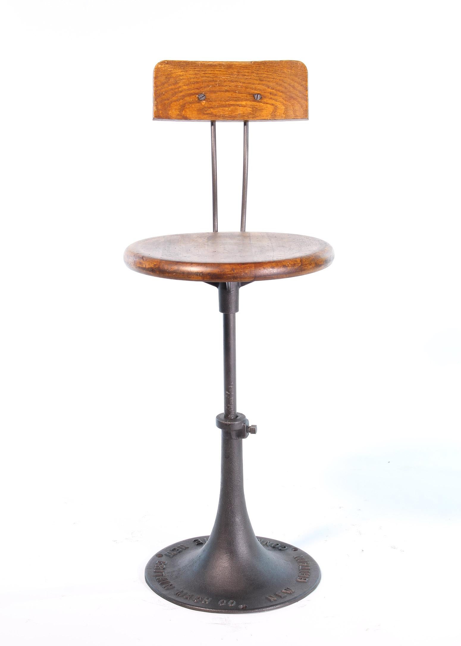Antique New Britain Machine Co. Connecticut Factory Adjustable Stool ...