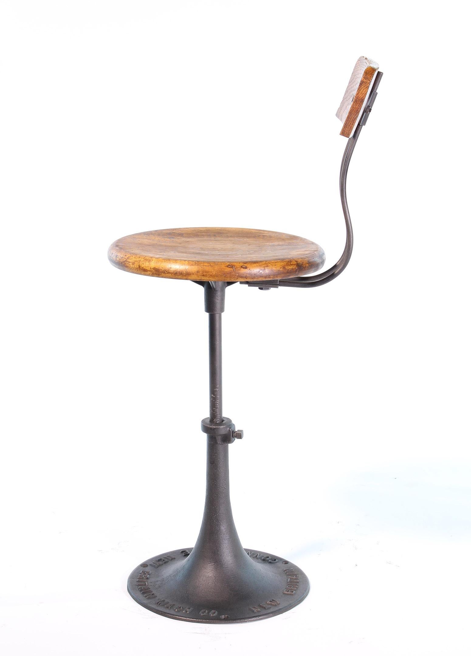 Antique New Britain Machine Co. Connecticut Factory Adjustable Stool ...