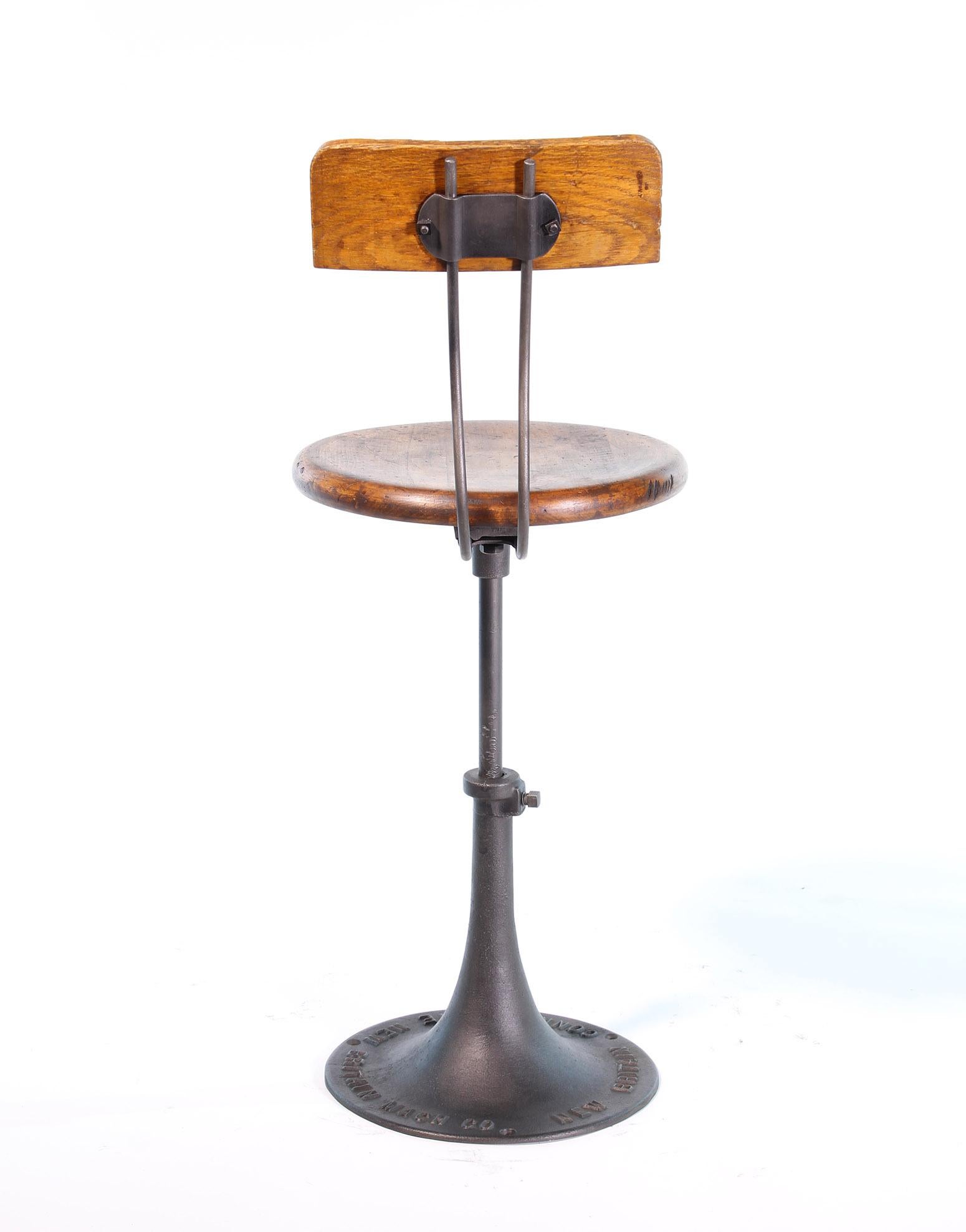 Antique New Britain Machine Co. Connecticut Factory Adjustable Stool ...