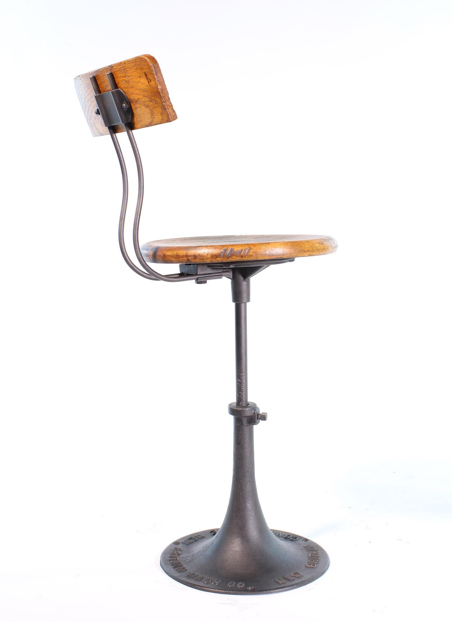 Antique New Britain Machine Co. Connecticut Factory Adjustable Stool ...