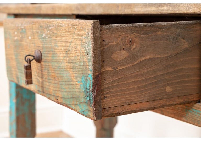 Antique New Mexican, Console Table in Original Turquoise Paint For Sale ...