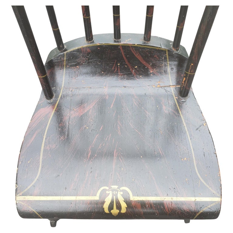 Antique New-York Style Ebonized Hand-Painted Rocker, Circa 1920s For ...