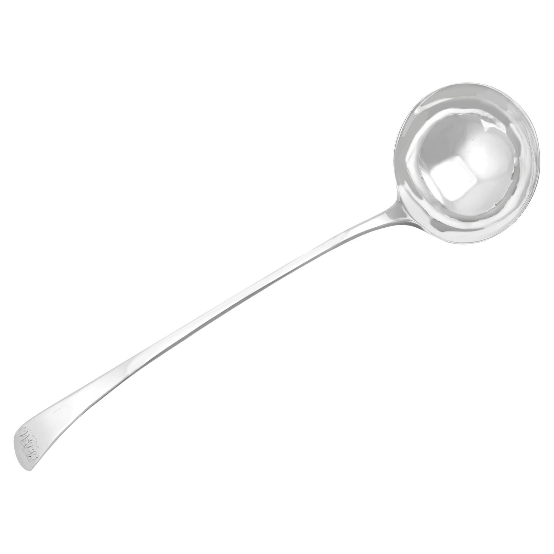 Antique Victorian Newcastle Sterling Silver Fiddle Pattern Soup Ladle ...