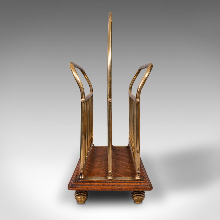 Antique Newspaper Stand, English, Oak, Brass, Magazine, Letter Rack ...