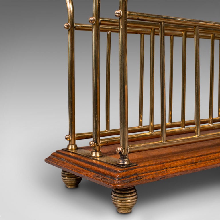 Antique Newspaper Stand, English, Oak, Brass, Magazine, Letter Rack ...