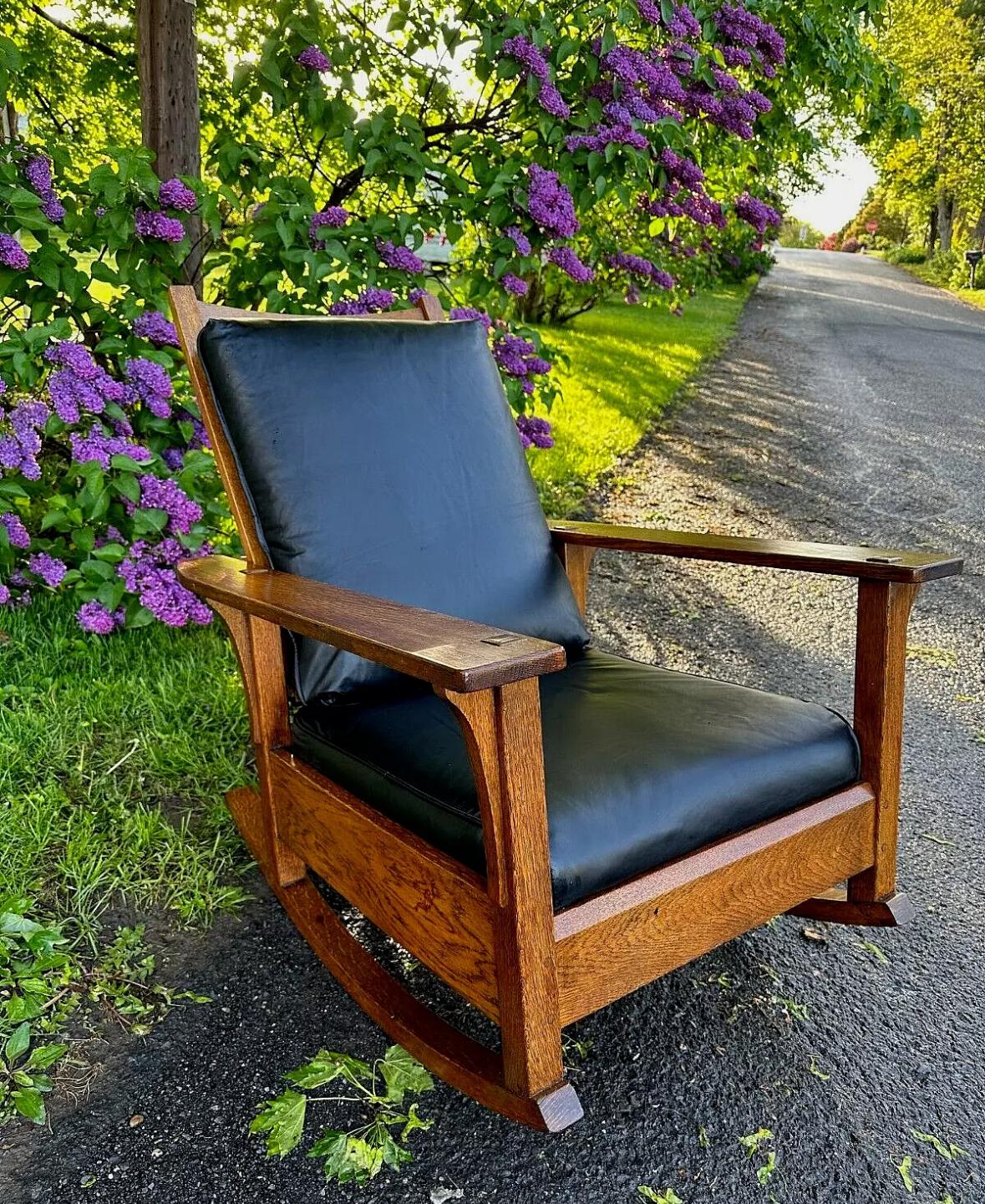 Antique Nice L&JG Stickley Morris Rocking Chair from the Early 1900s ...