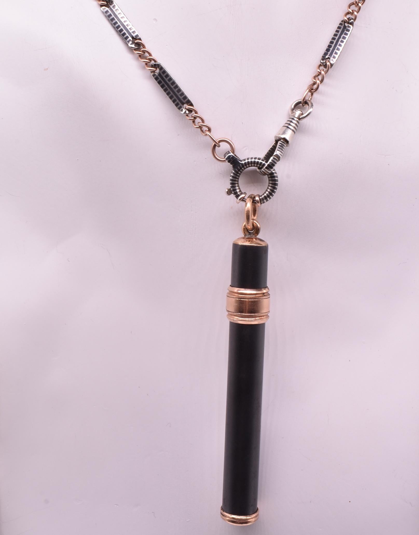 Antique Niello and Rose Gold Fetter Link Watch Chain, circa 1900 For ...