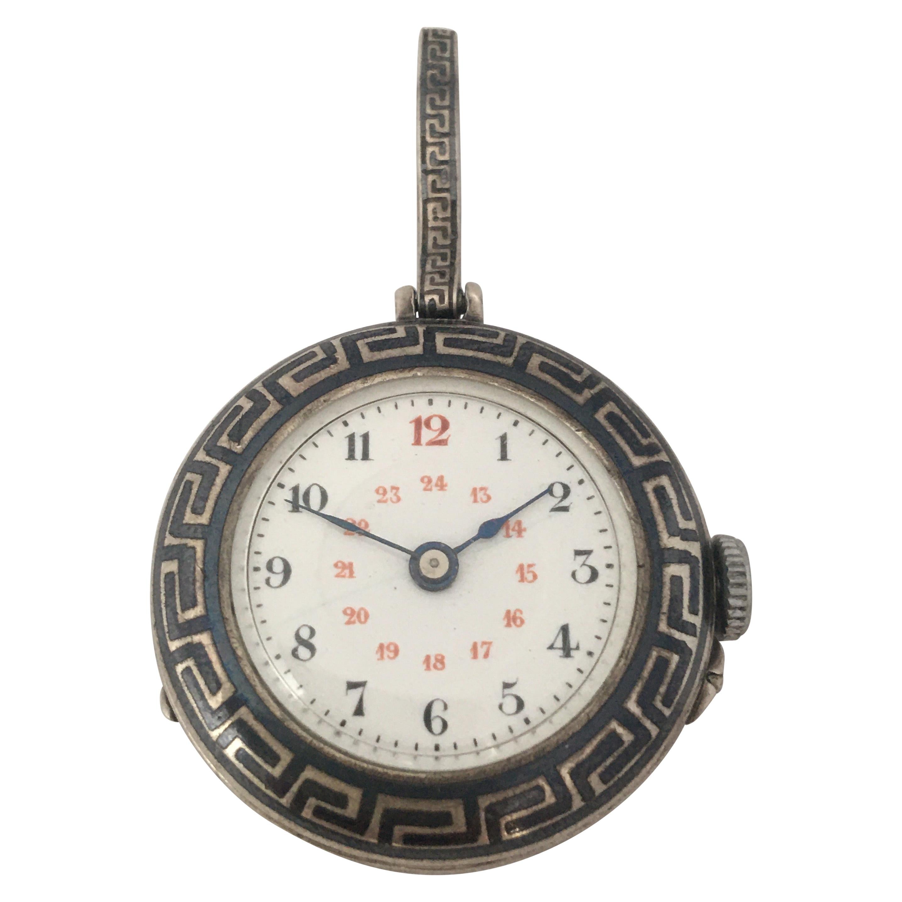 Antique Ladies Porcelain Dial Enamel Diamond Gold Watch Pendant at ...