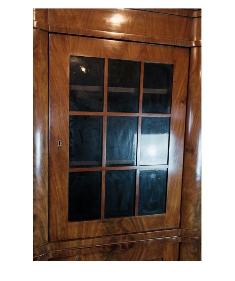 Antique North German Corner Cabinet in Late Empire in Polished Mahogany ...