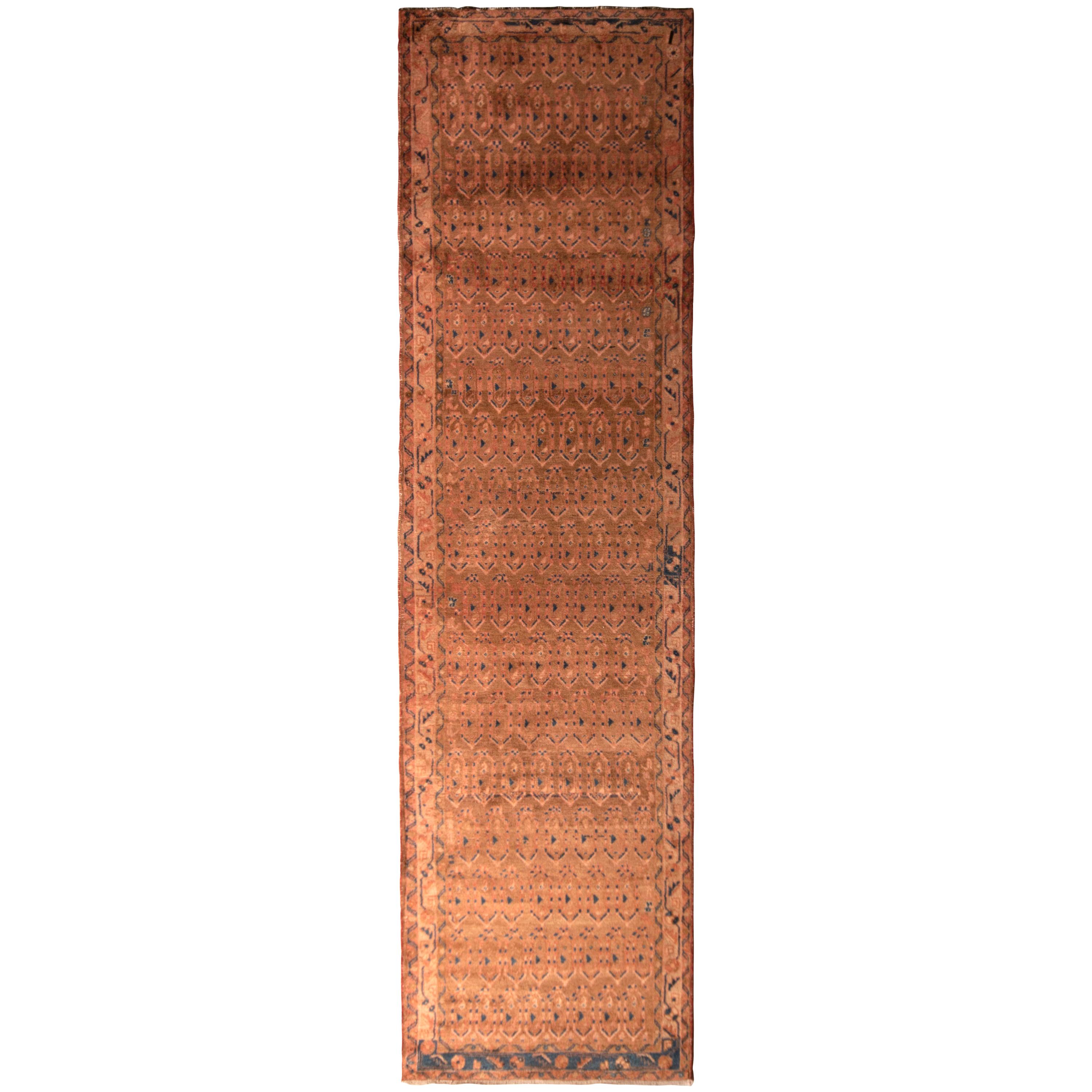 Antique Persian Sarab Runner Rug with Brown and Beige Geometric ...