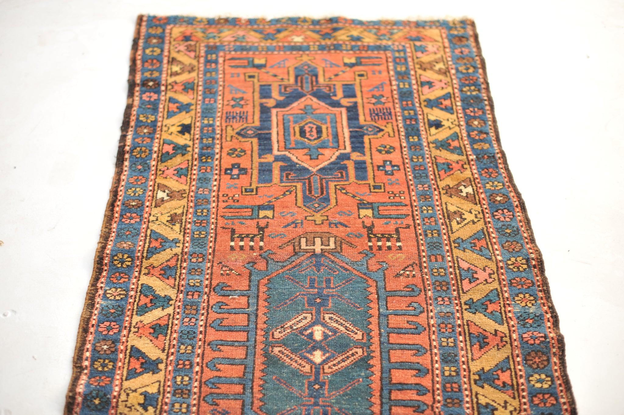 Antique Northwest Runner in Deep Salmon-Terracotta Field with Camel ...