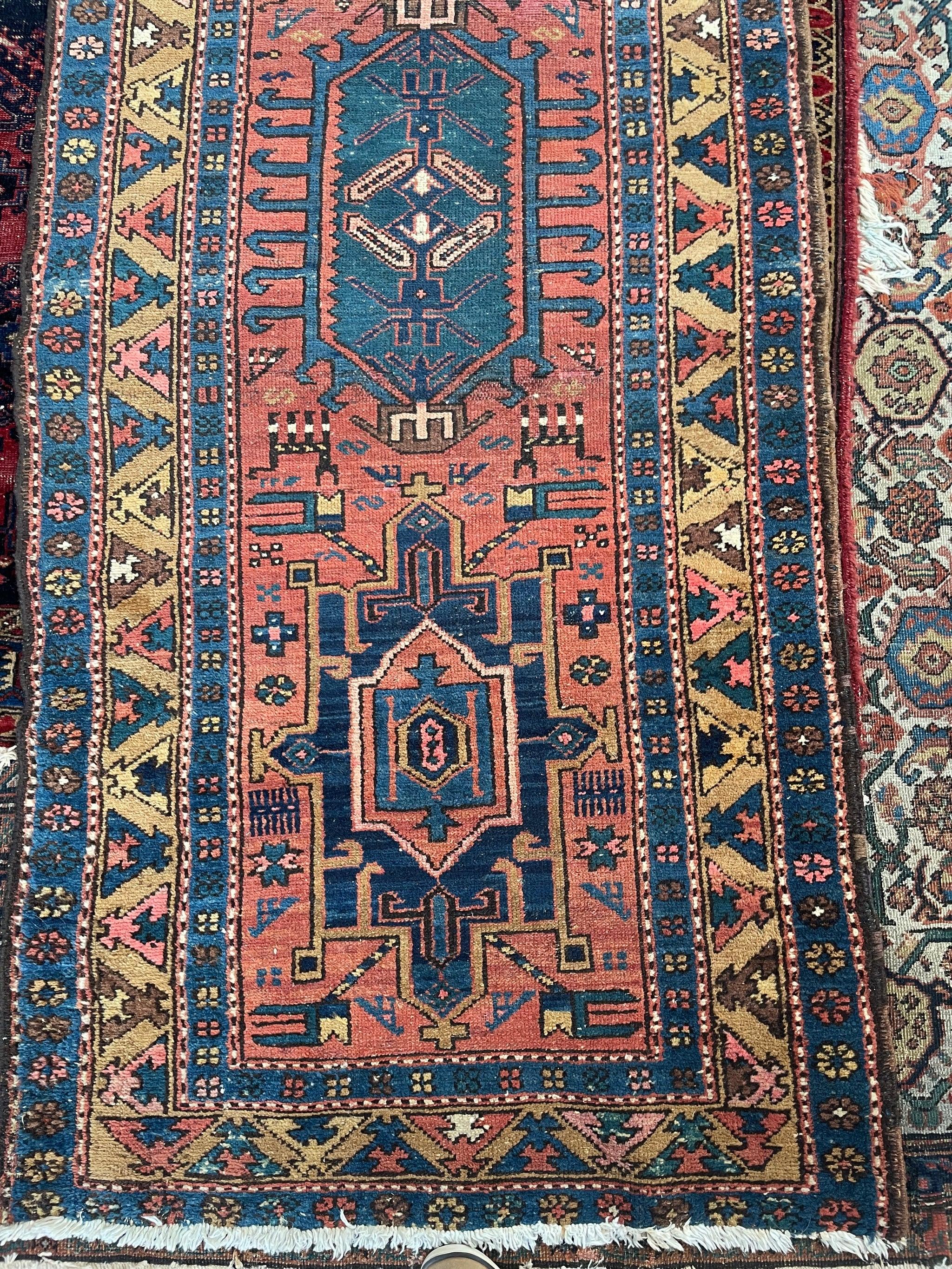 Antique Northwest Runner in Deep Salmon-Terracotta Field with Camel ...