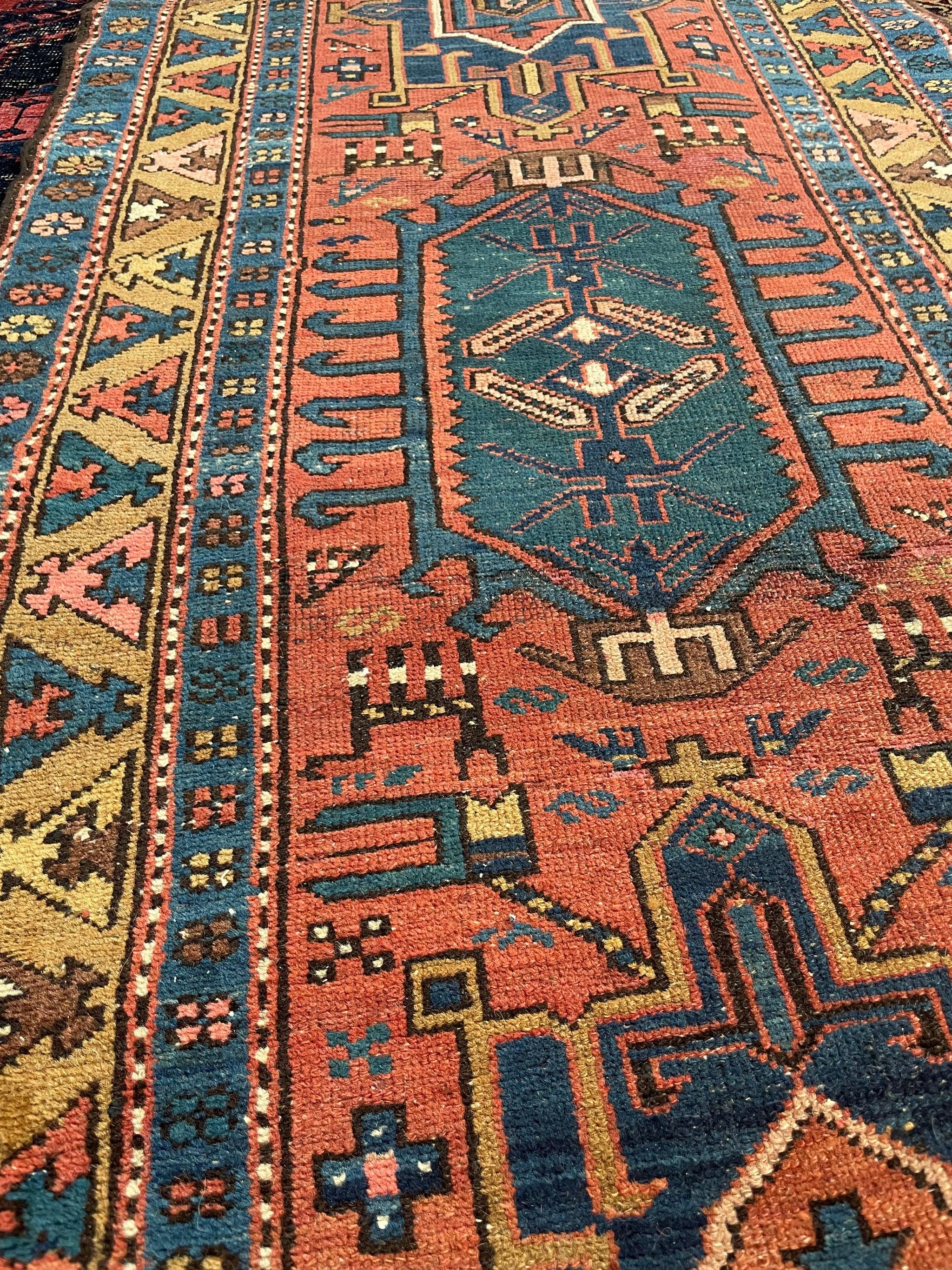 Antique Northwest Runner in Deep Salmon-Terracotta Field with Camel ...