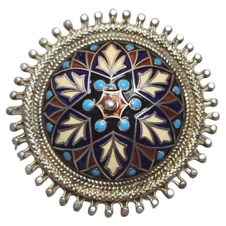 Antique Norwegian Enamel Brooch Marius Hammer, 1900 at 1stDibs