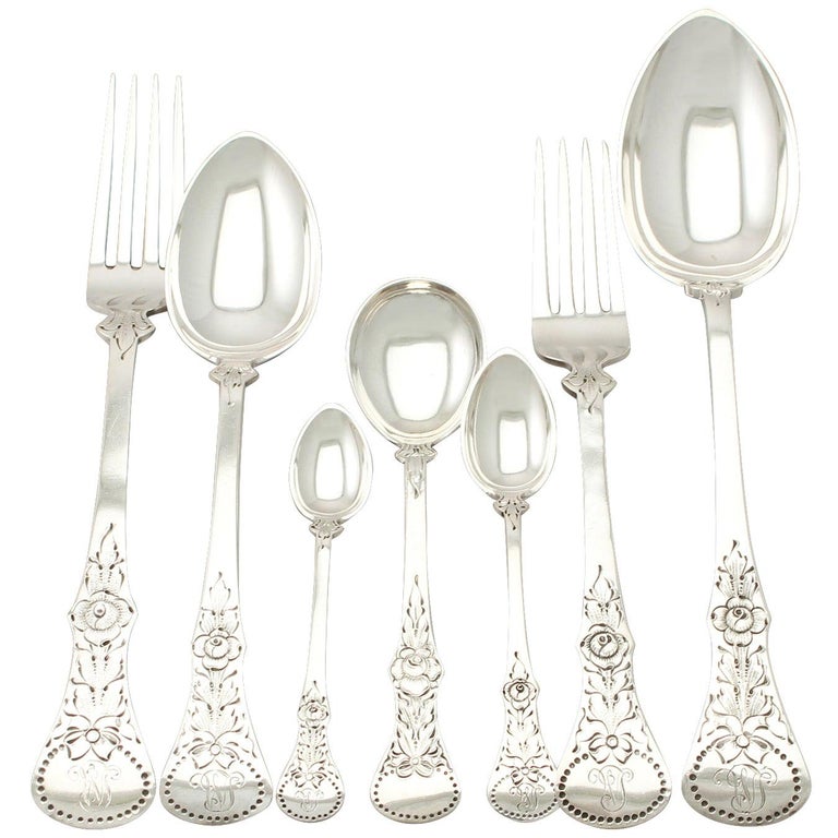 Antique Norwegian Silver Canteen of Cutlery for Six Persons, circa 1910 ...