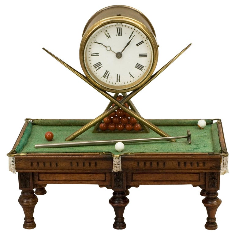 Antique Novelty Billiard Clock For Sale at 1stDibs
