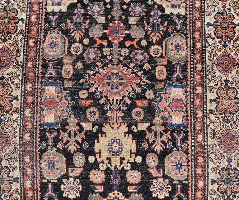 Antique N.W. Persian Large Gallery Rug in Navy Blue Background and All ...