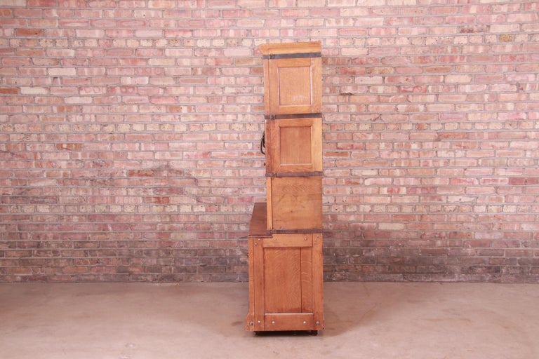 Antique Oak 18-Drawer Card Catalog File Cabinet with Barrister Bookcase ...