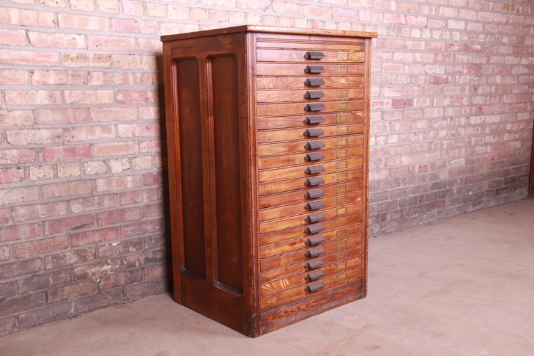 Antique Oak 20-Drawer Blueprint Flat File Cabinet by Hamilton, Circa ...