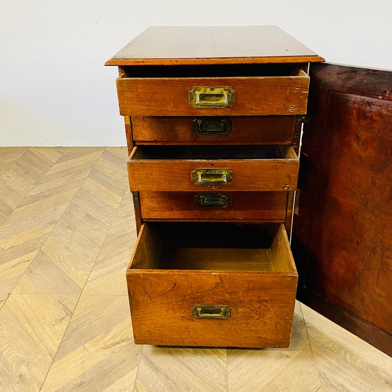 Antique Oak 5-Drawer Collectors Cabinet with Brass Handles, Early 19th ...