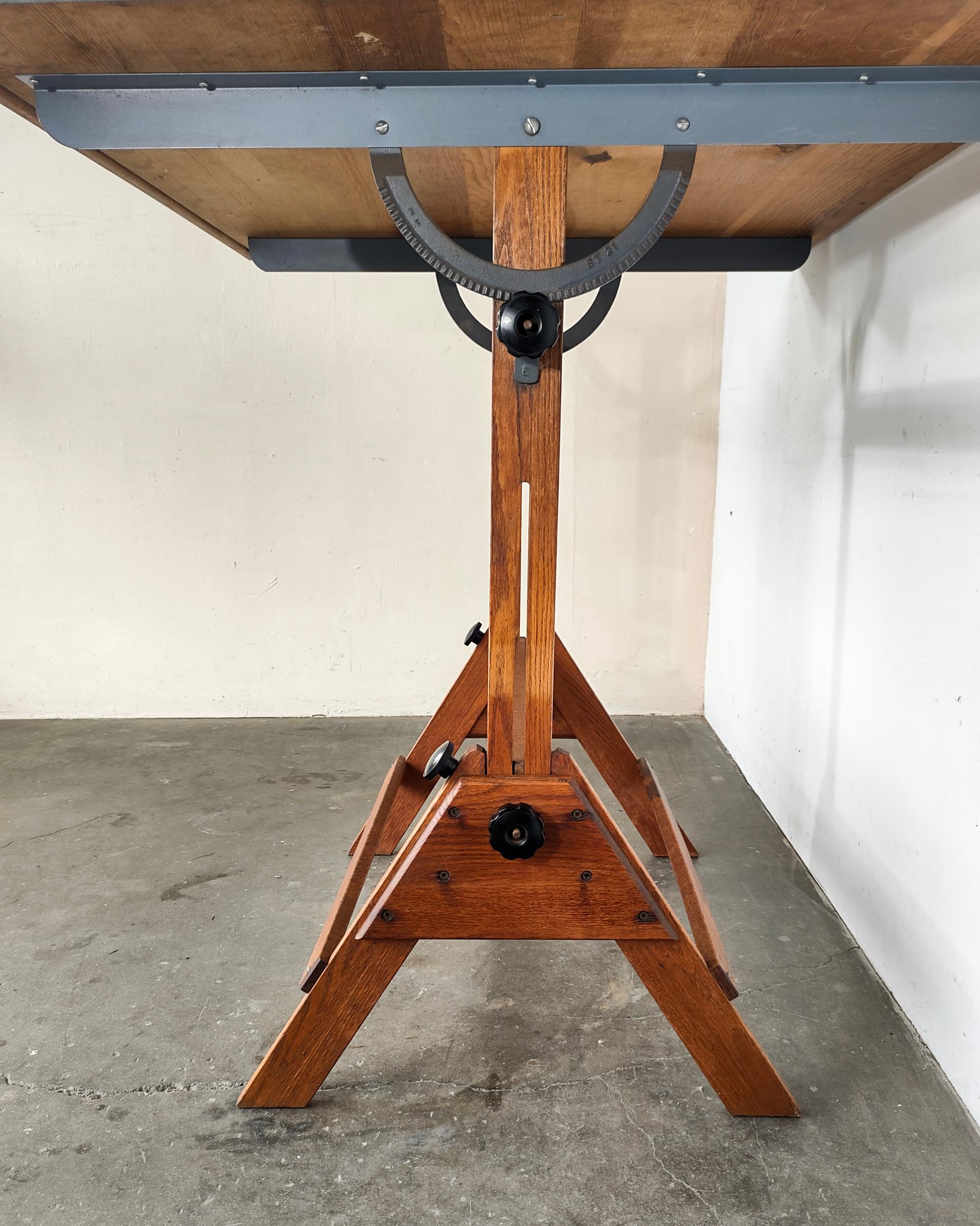 Antique Oak and Birch Drafting Table / Desk by Anco-Bilt 1950s For Sale ...