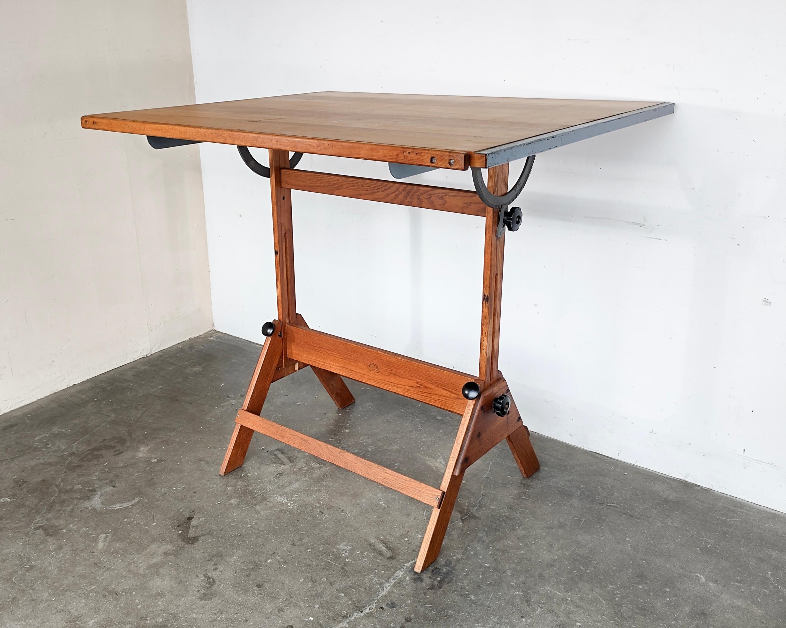 Antique Oak and Birch Drafting Table / Desk by Anco-Bilt 1950s For Sale ...