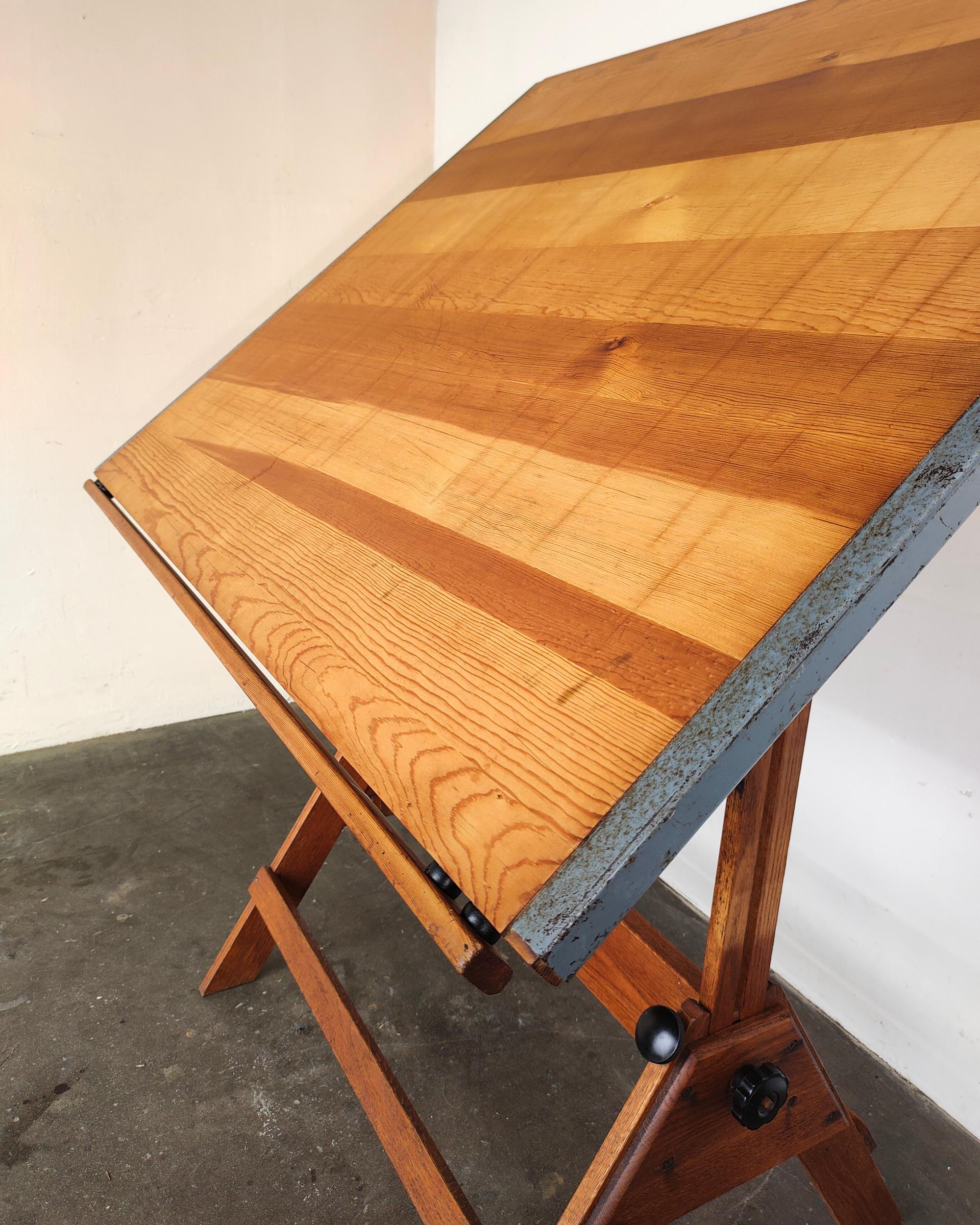 Antique Oak and Birch Drafting Table / Desk by Anco-Bilt 1950s For Sale ...