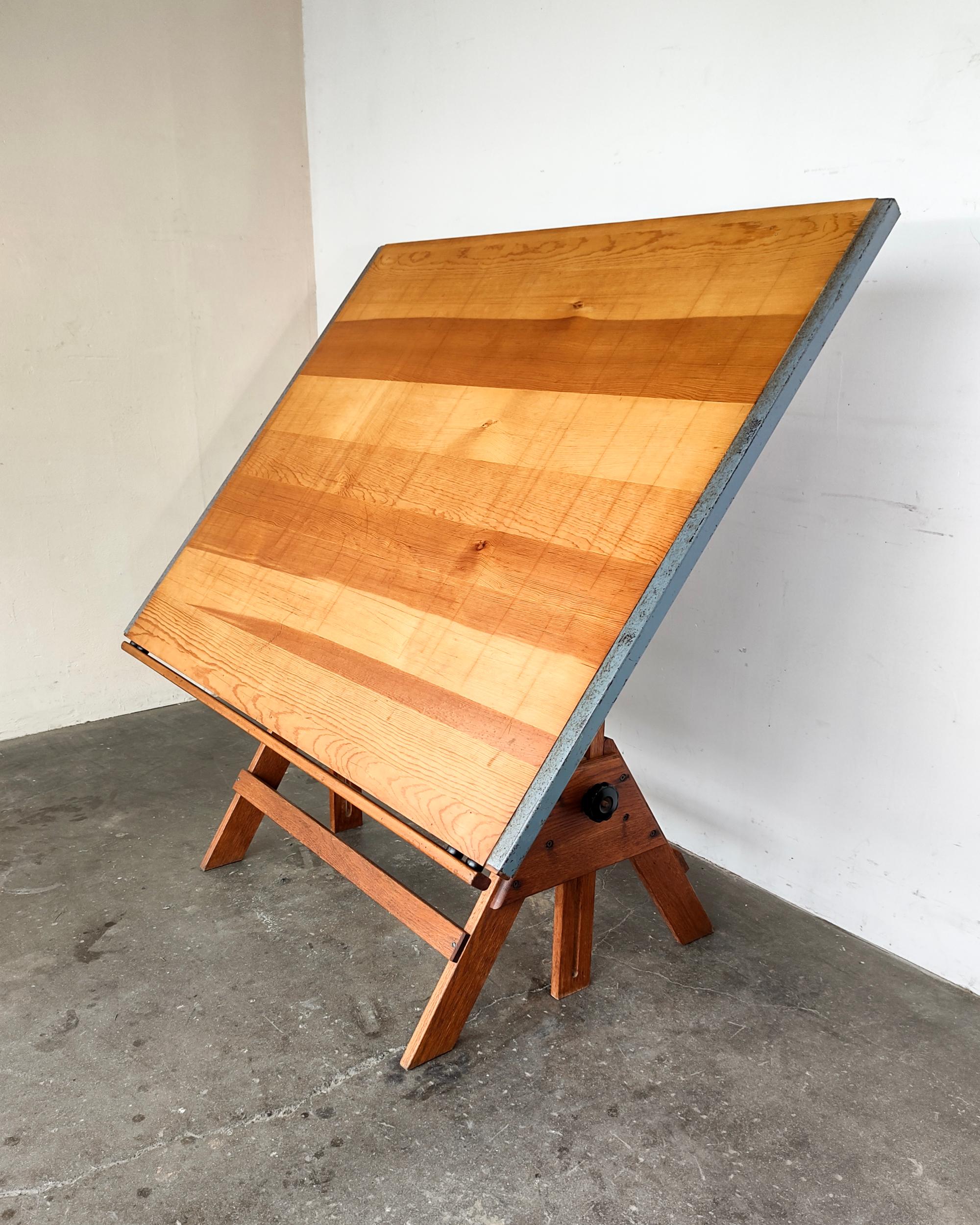 Antique Oak and Birch Drafting Table / Desk by Anco-Bilt 1950s For Sale ...