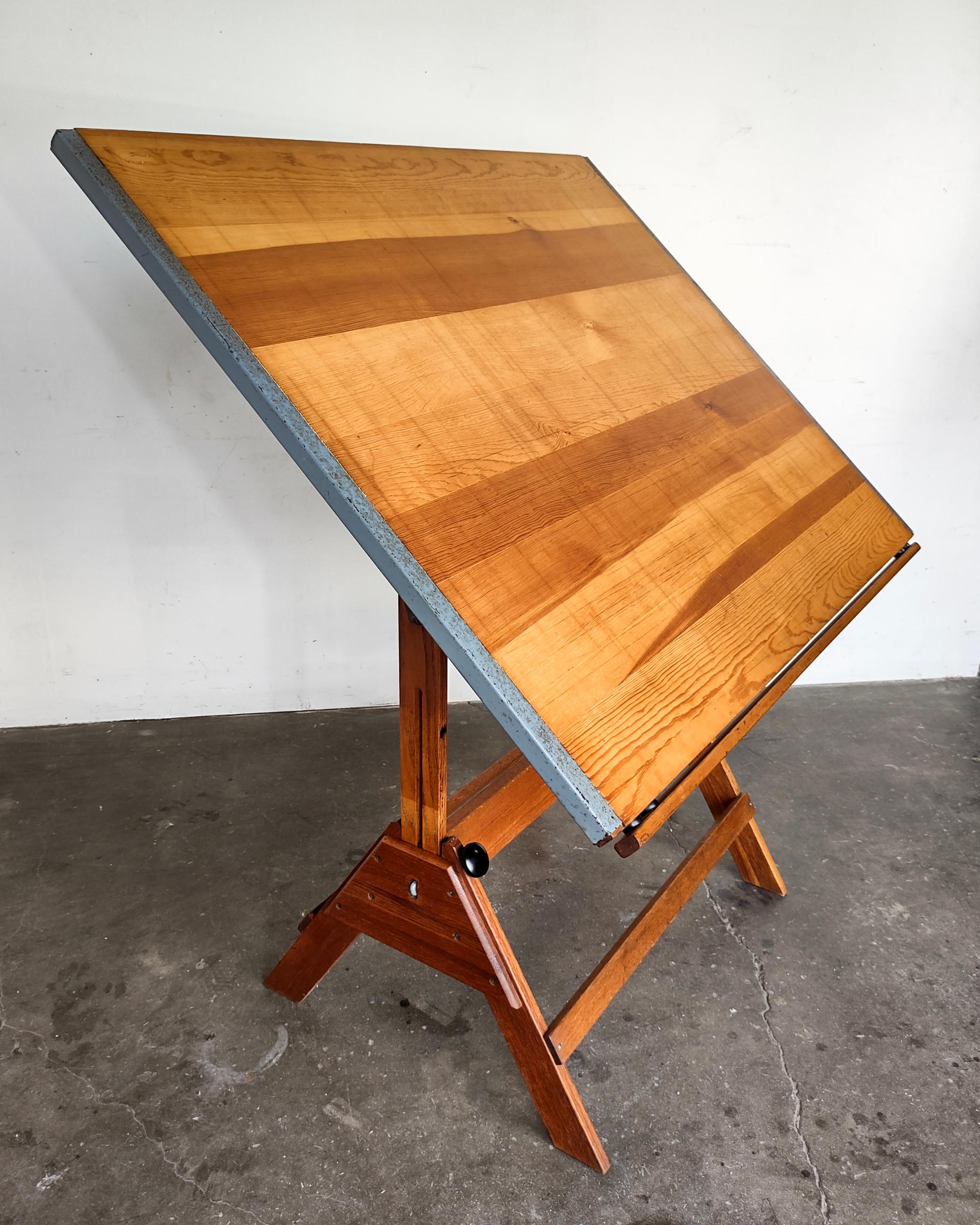 Antique Oak and Birch Drafting Table / Desk by Anco-Bilt 1950s For Sale at 1stDibs
